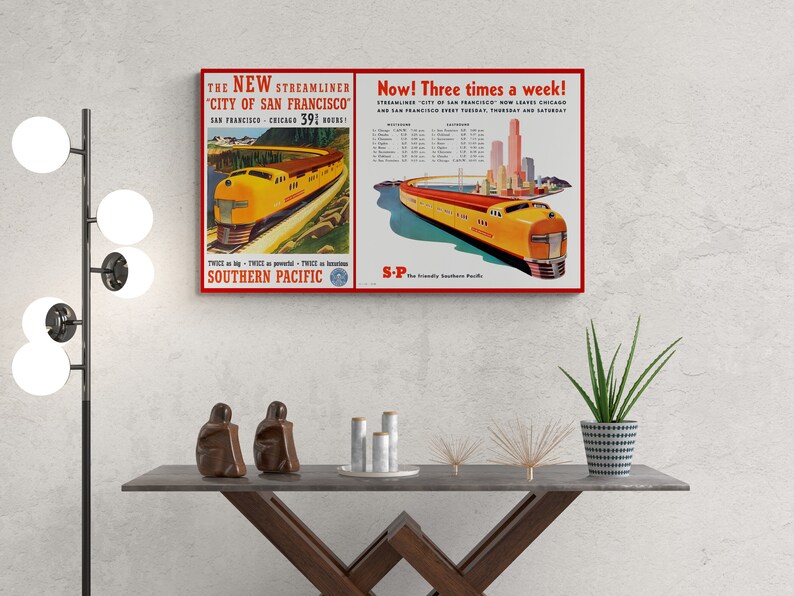 Retro Southern Pacific Railroad Travel Poster 1940s San Francisco ...