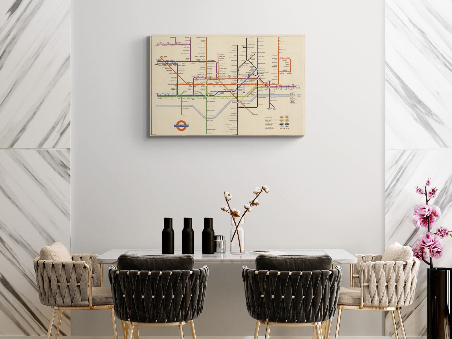 Retro London Tube Map 1950 Underground Pocket Map Old Subway Map ...