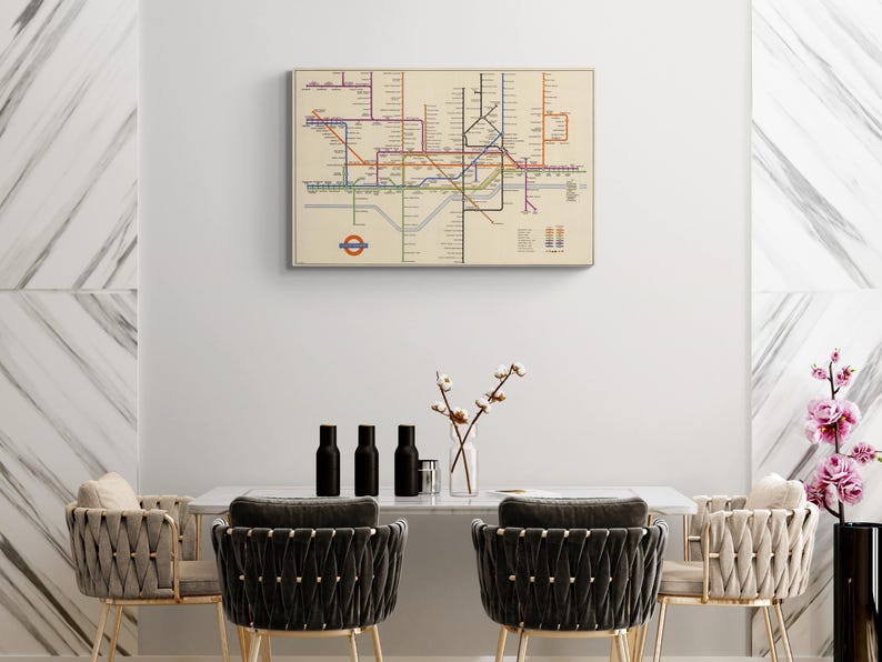 Retro London Tube Map 1950 Underground Pocket Map Old Subway Map ...