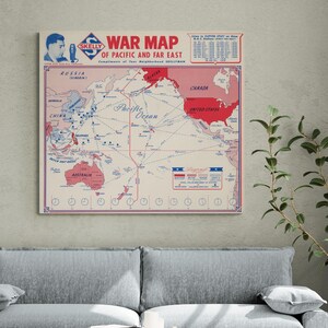 Vintage War Map of the Pacific and Far East 1944 Skellyman Illustrated ...
