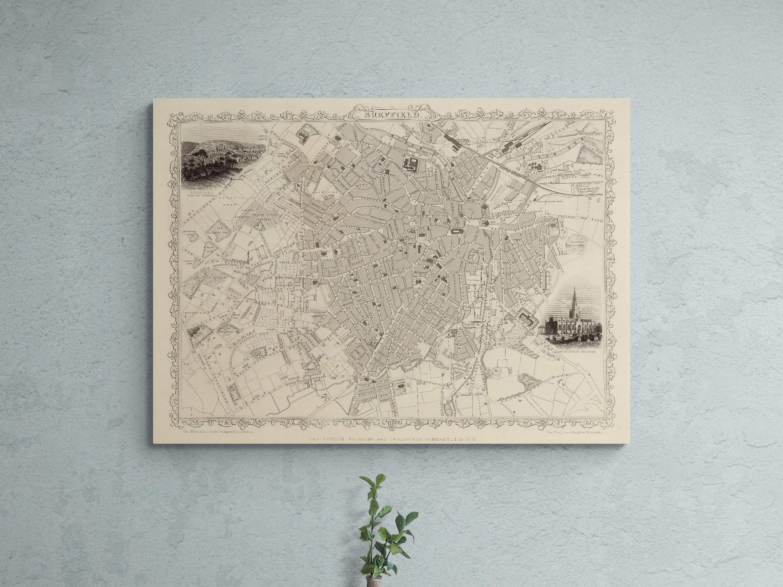 Sheffield Map England 1851 Illustrated Figure Ground Streets Old Map ...