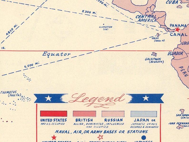 Vintage War Map of the Pacific and Far East 1944 Skellyman Illustrated ...