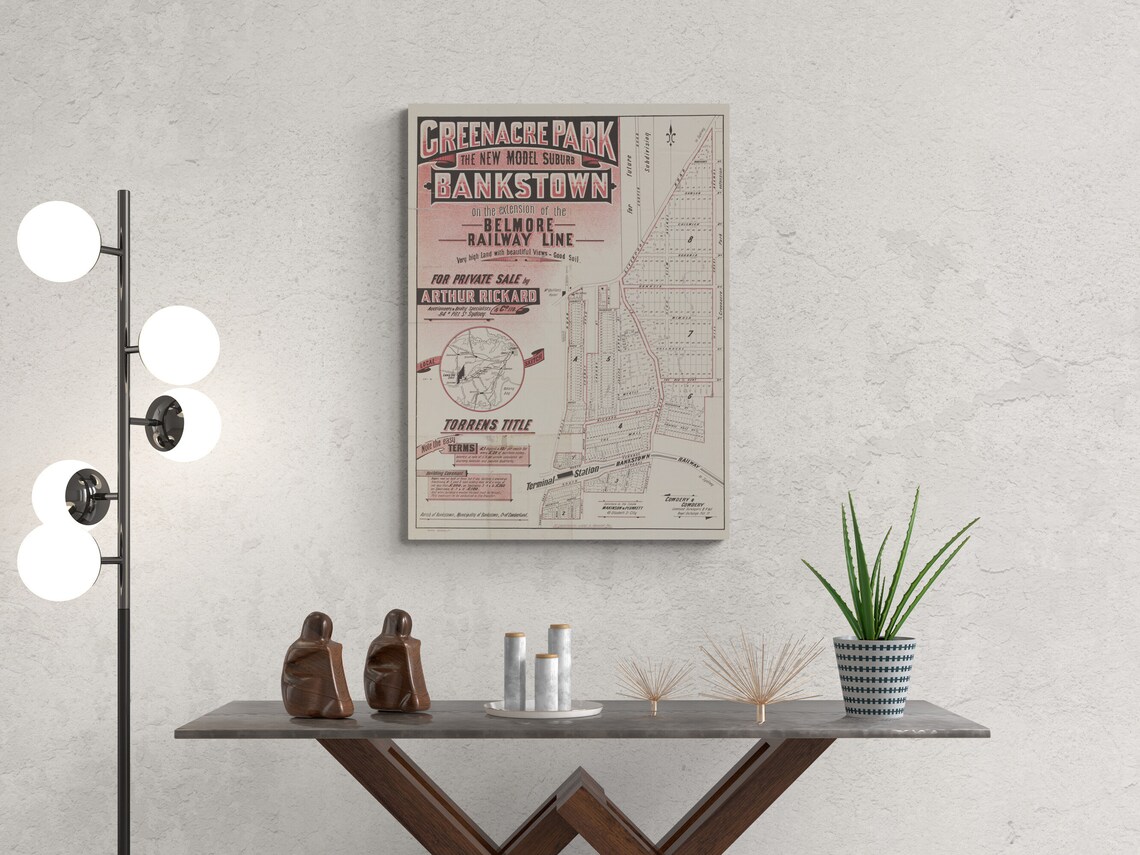 Bankstown Vintage Map Print: 1910 Sydney Estate Plan - Etsy