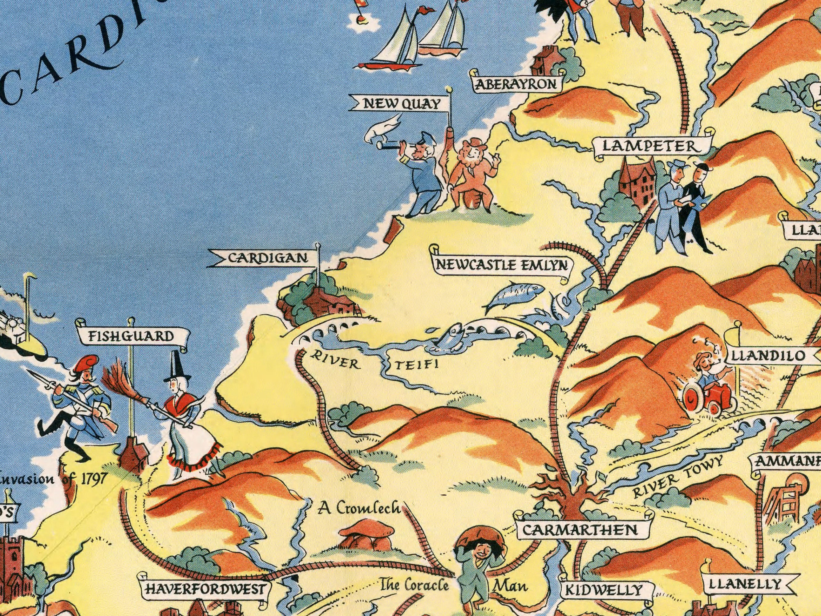 Old Wales Map Come to Beautiful Wales Cymru Am Byth 1953 Antique ...