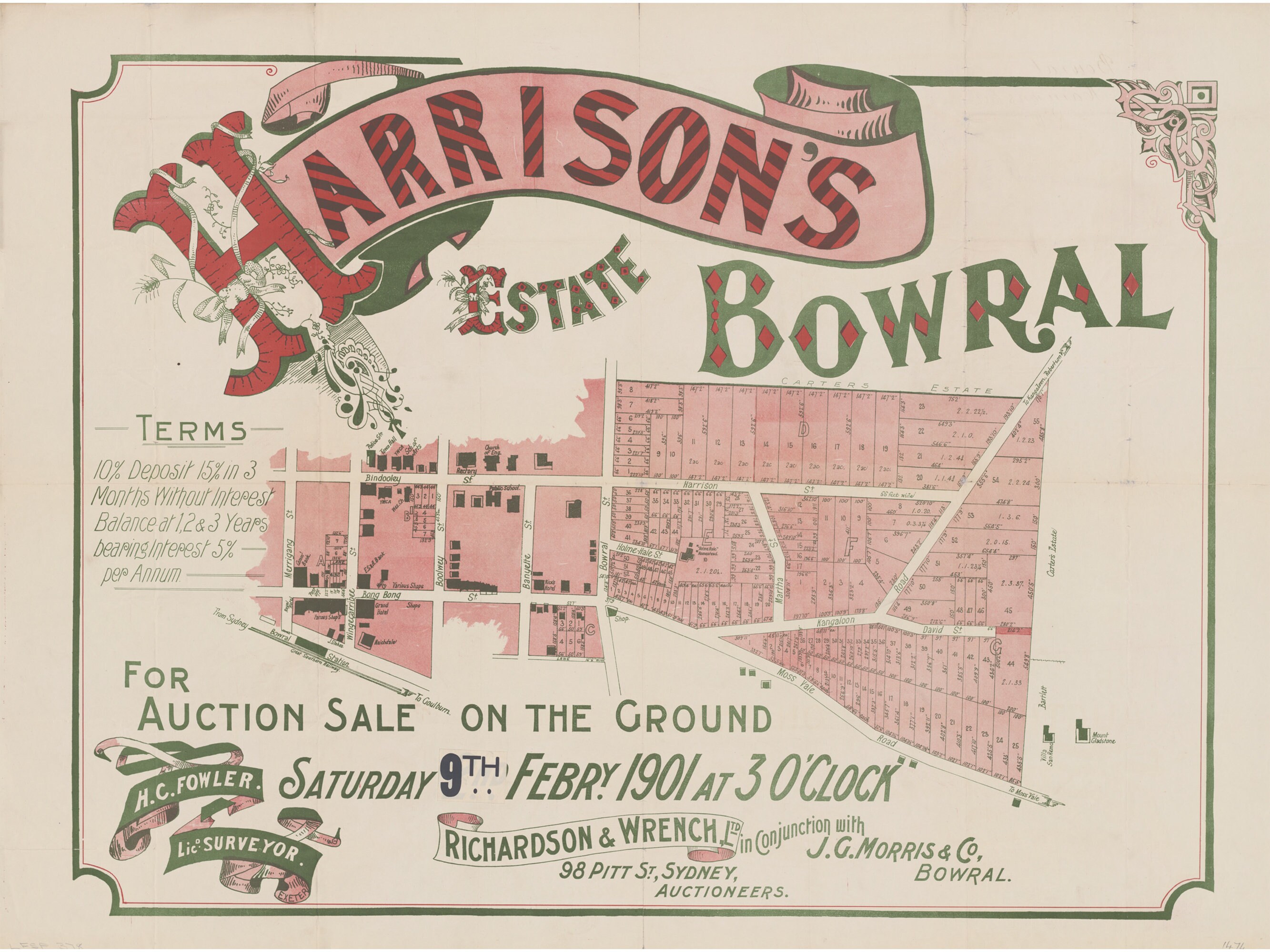 Bowral Estate Map Print: 1901 Vintage Sales Plan Wall Art - Etsy