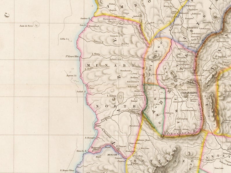 Vintage Madagascar Map Poster 1850: Antique Atlas Print - Etsy