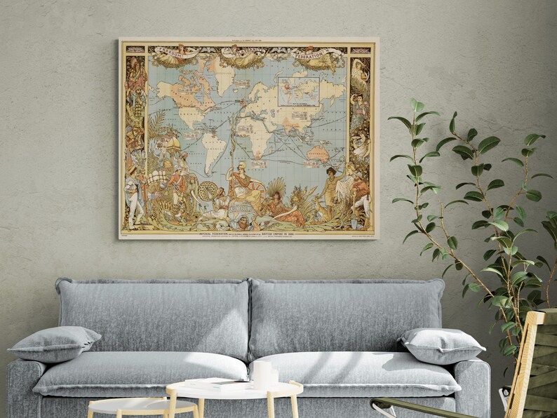 Vintage British Empire Map Showing Extent of Reach 1886 Old World Map ...