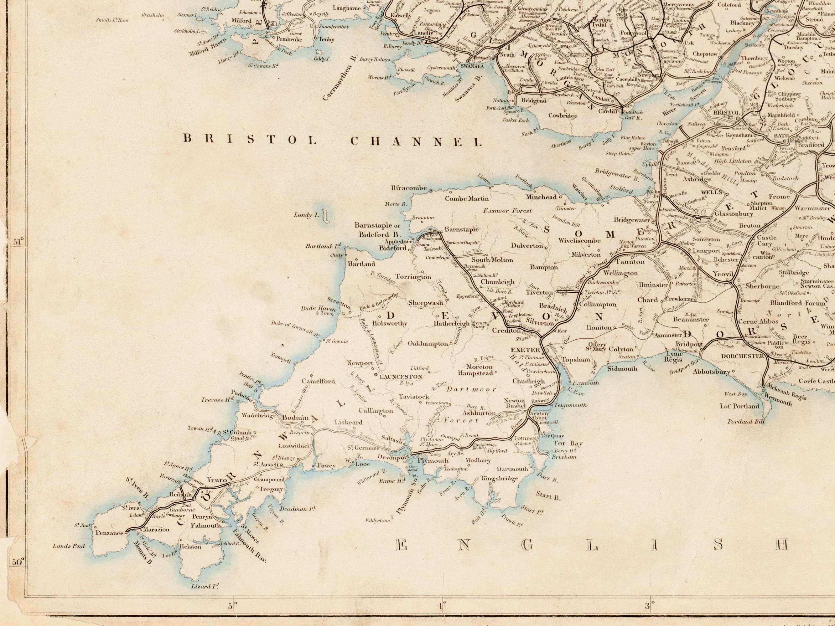 Vintage British Rail Map Poster: 1858 England & Scotland Train History ...