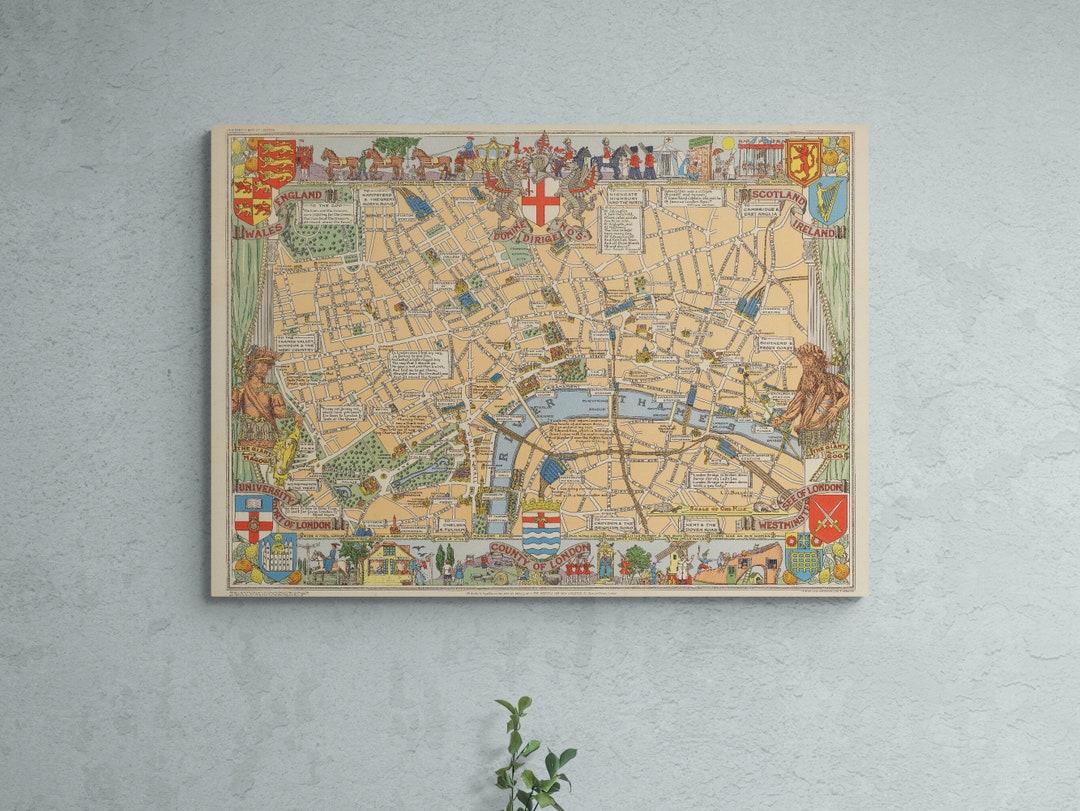 Vintage London Map Print: 1938 Illustrated Children's Nursery Art - Etsy