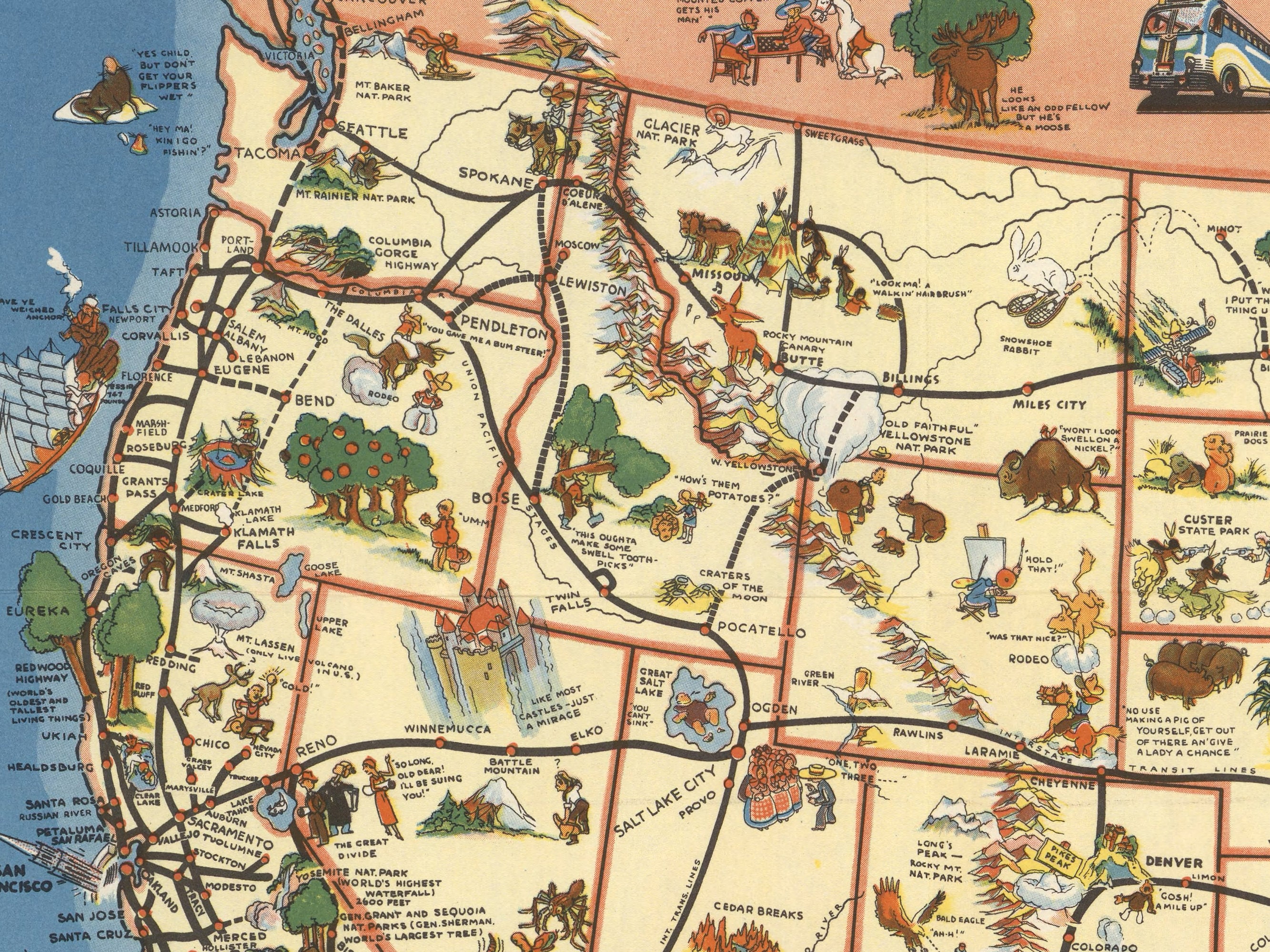 Vintage Greyhound Bus Lines Map 1939 USA Transport Routes A Good ...