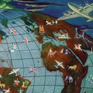 Vintage Map Routes of the Flying Clipper Ships 1941 Pan American World ...