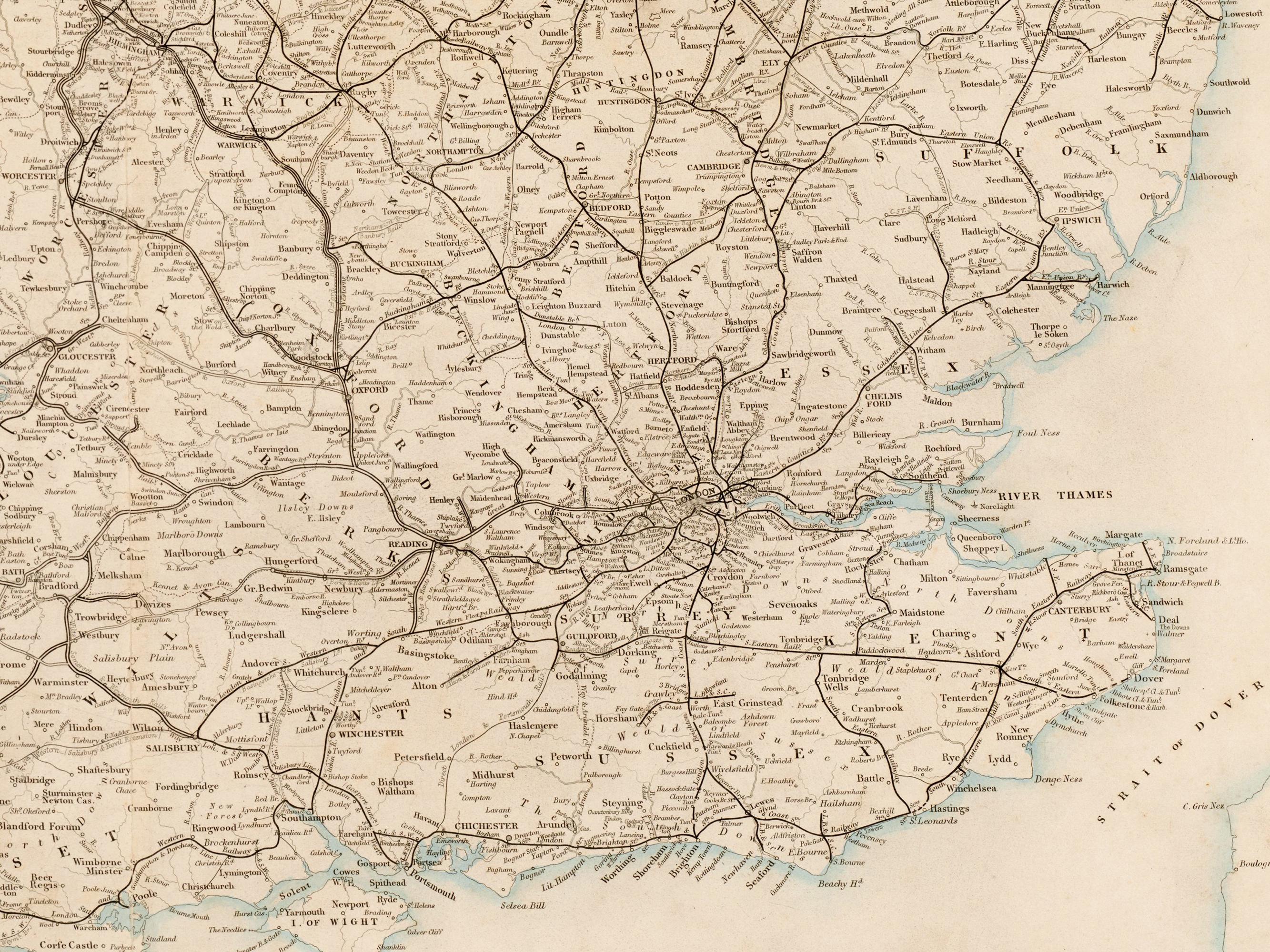 Vintage British Rail Map Poster: 1858 England & Scotland Train History ...