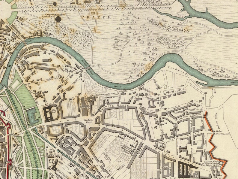 Old Map Vienna Map 1833 Austria History Figure Ground Streets Wien Map ...