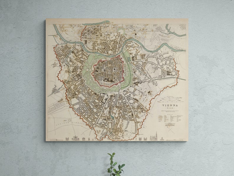 Old Map Vienna Map 1833 Austria History Figure Ground Streets Wien Map ...
