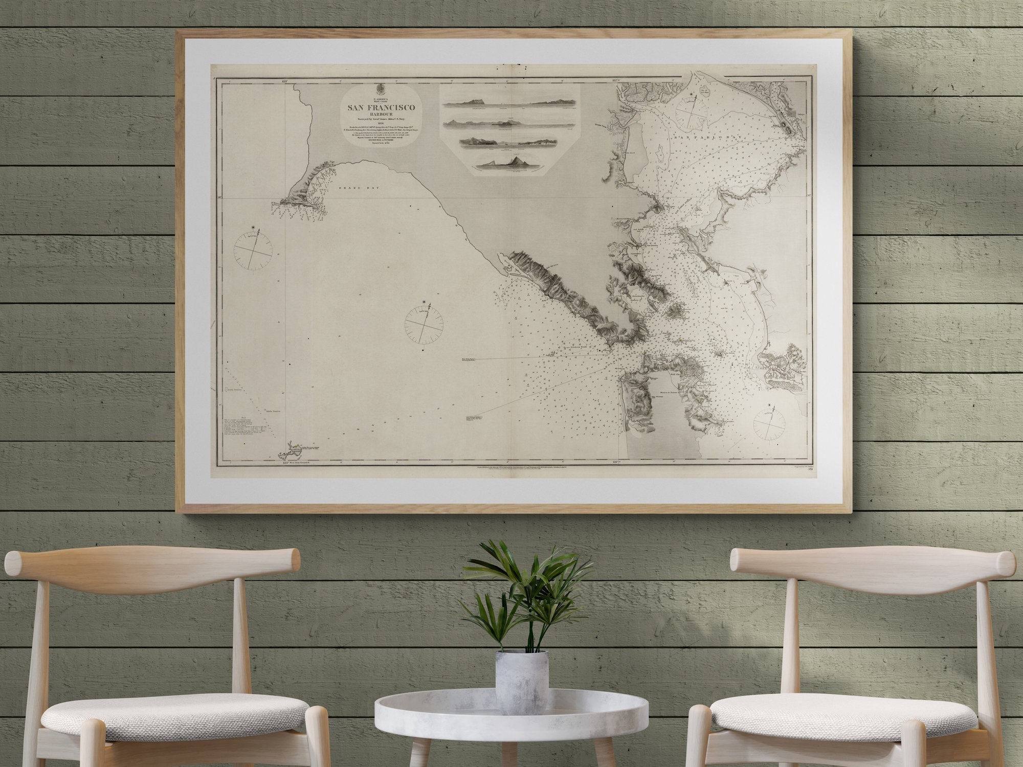 Vintage Nautical Chart of San Francisco Harbour 1856 US Navy - Etsy