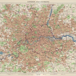 Vintage Map London and Environs 1955 Street Plan Old English Map ...