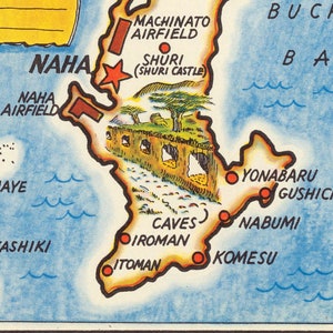 Retro Illustrated Okinawa Map 1945 Old Pictorial Map Antique Print Mem ...