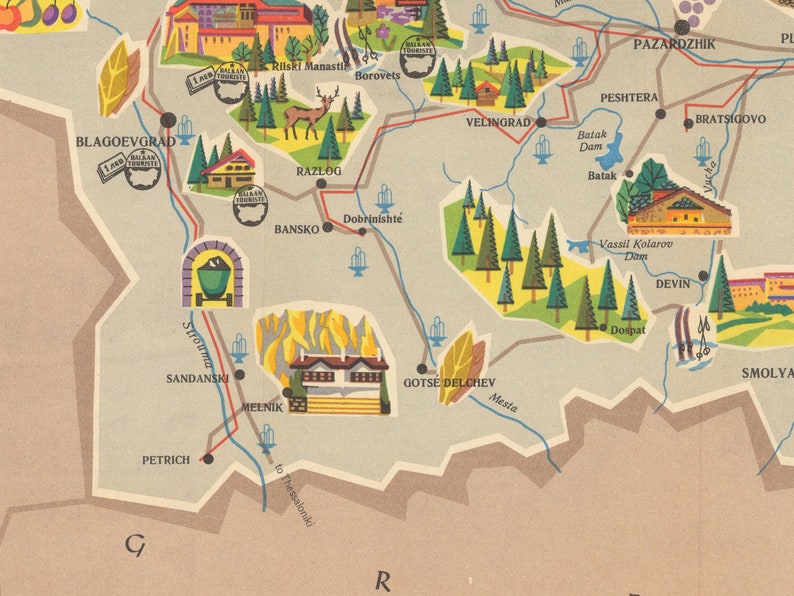 Vintage Tourist Map Bulgaria 1963 Old Sofia Map Antique - Etsy Australia