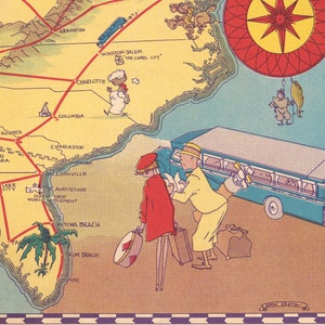 Vintage Greyhound Bus Lines Map of America 1932 Old Travel Map Antique ...