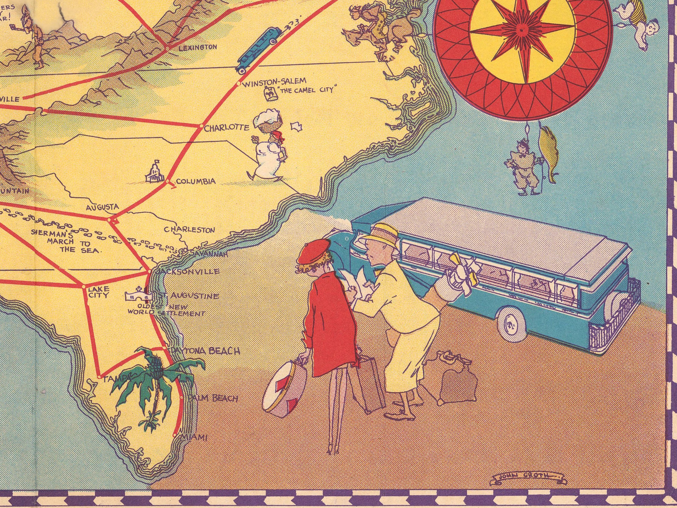 Vintage Greyhound Bus Lines Map of America 1932 Old Travel Map - Etsy