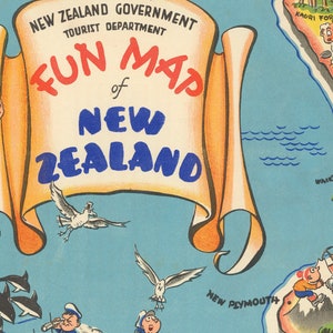 Vintage New Zealand Map Print 1938: Retro Aotearoa Pictorial Art - Etsy