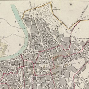 Plan of Modern Rome Vintage Map 1830 Figure Ground Italian Streets Old ...