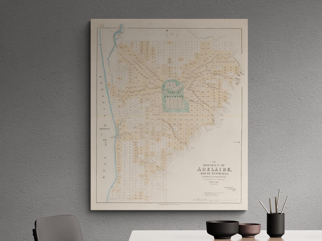 Vintage 1839 Adelaide Map Print: Antique Australia Atlas Wall Art - Etsy
