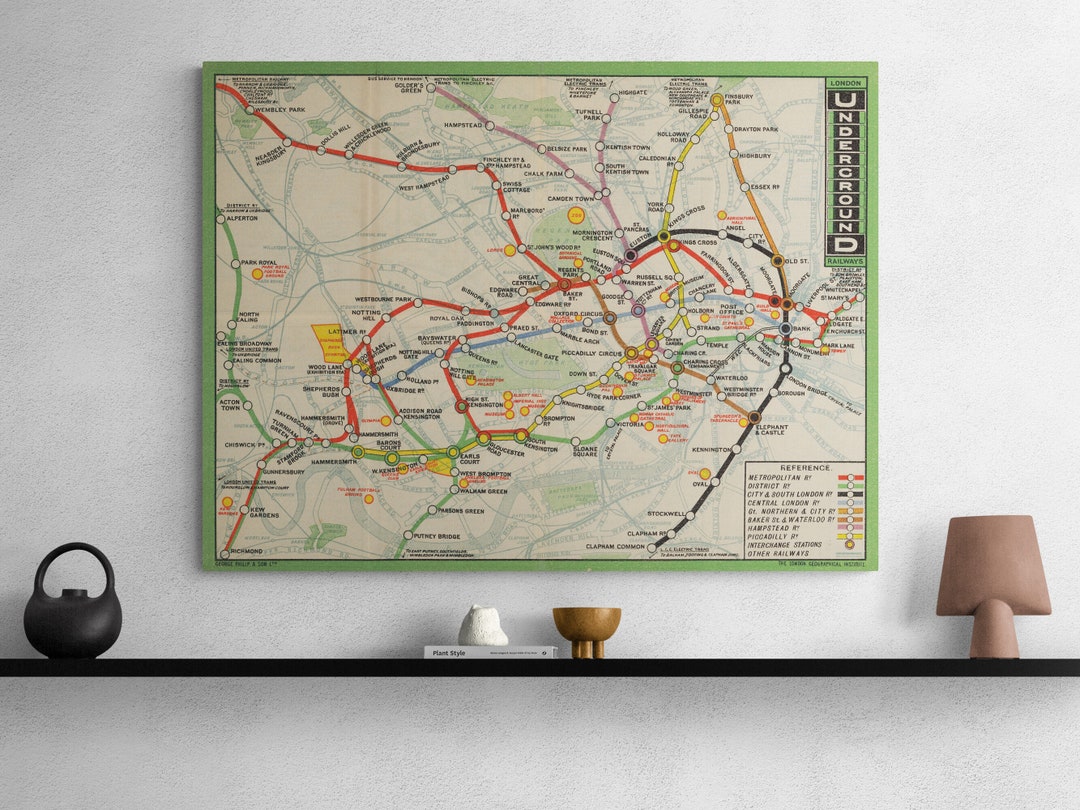 Tube Map London Underground Railways 1912 Old Tube Map Antique Print ...