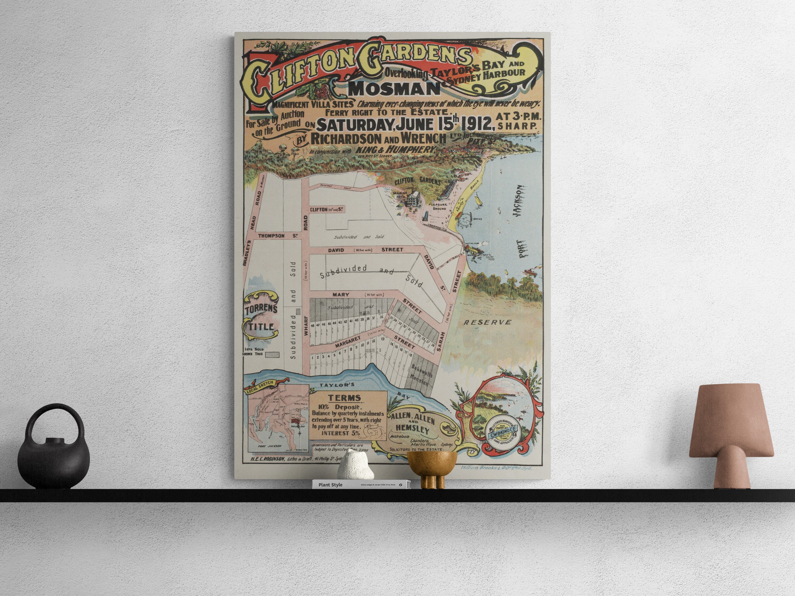 Vintage 1912 Map Print: Mosman Sydney, Clifton Gardens Estate - Etsy