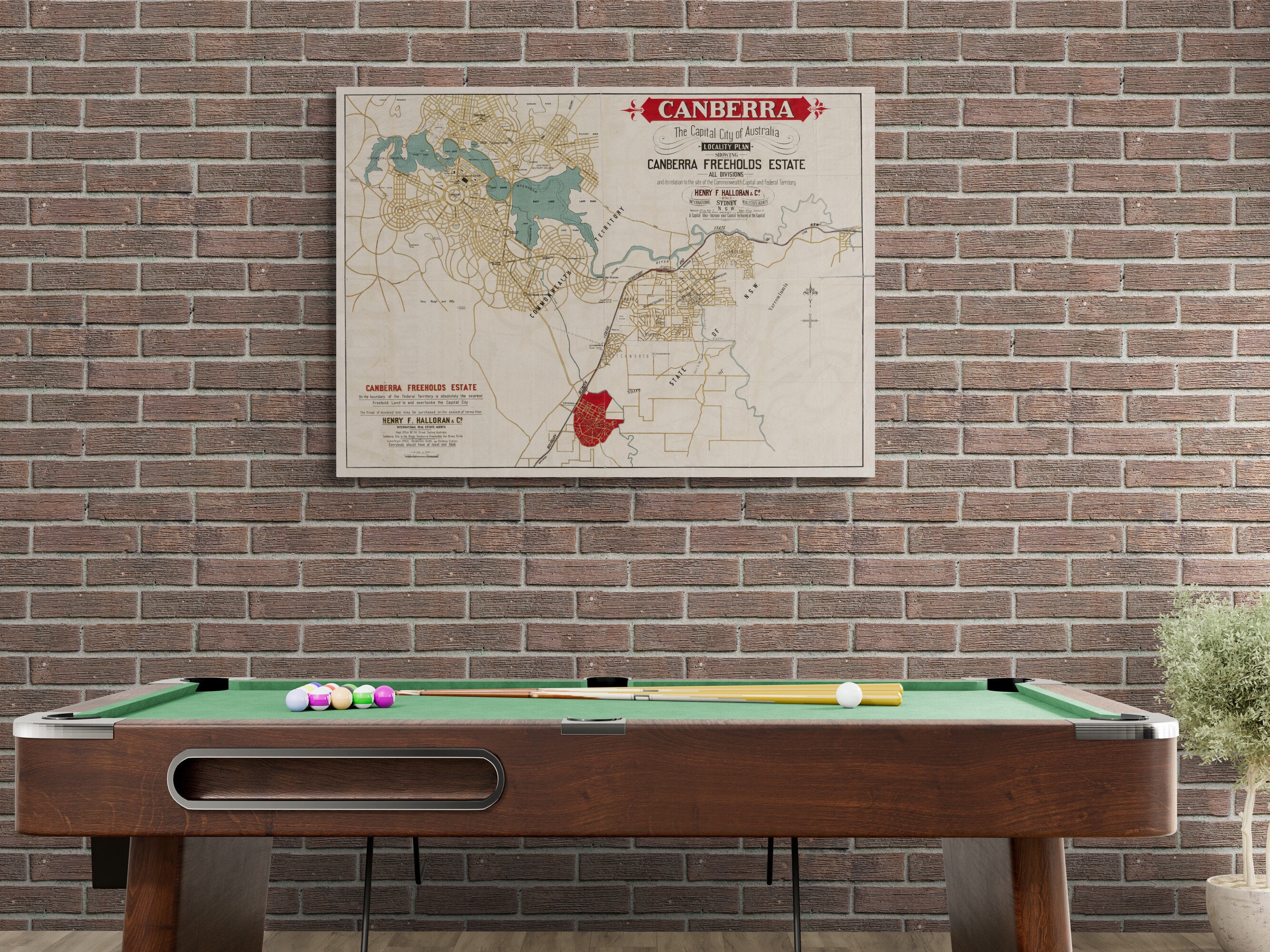 Old Map of Canberra Australia Freehold ACT Vintage Estate Map 1926 ...