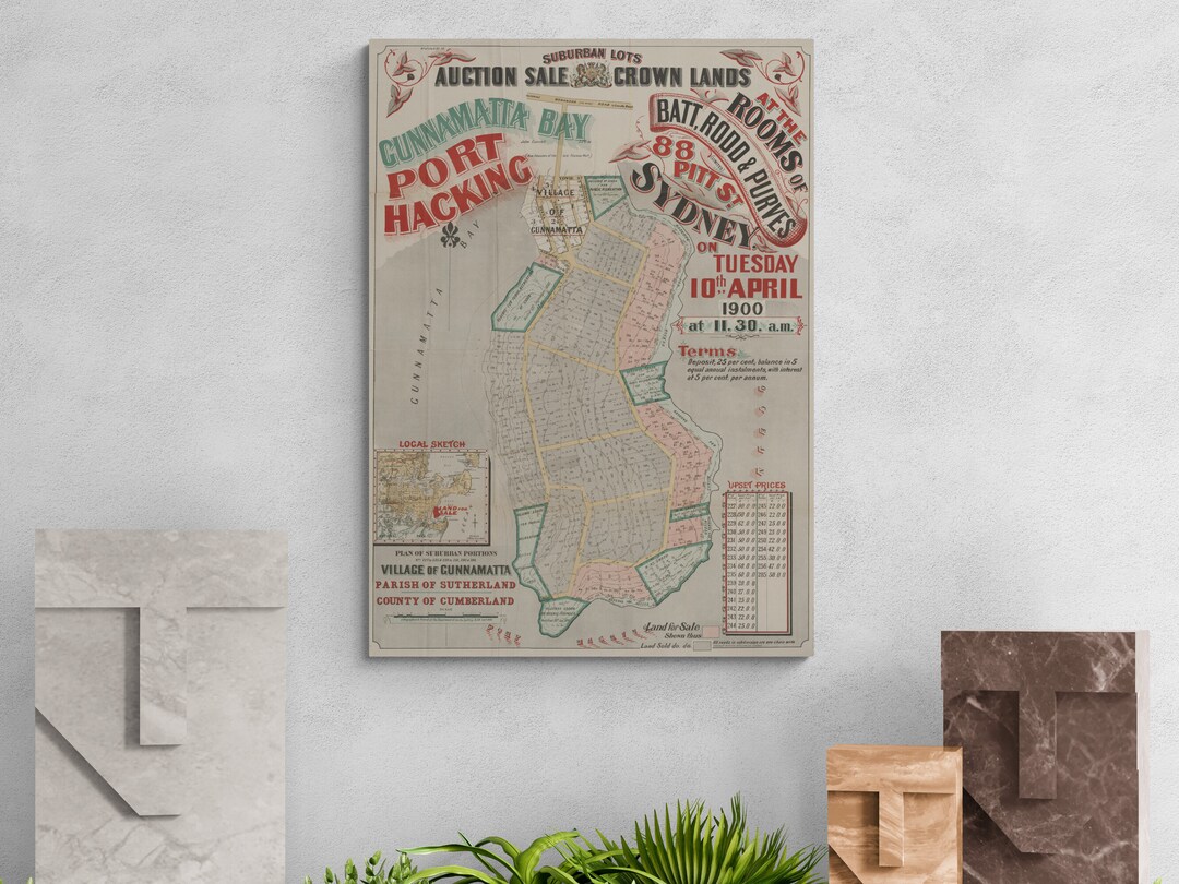 Vintage Cronulla Sydney Map Print: 1900 Antique Wall Art - Etsy