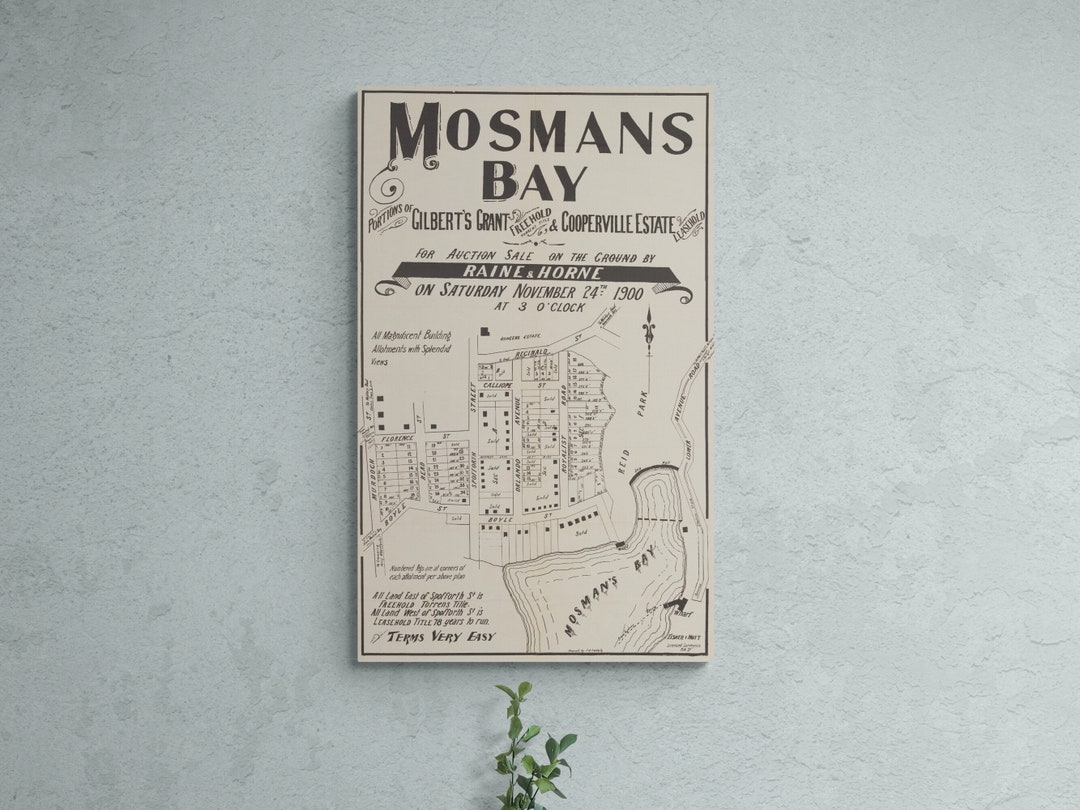 Mosmans Bay Vintage Estate Map 1900 Cremorne Neutral Bay Mosman Sydney ...