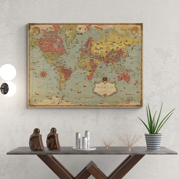 Antique Wall Map - Etsy
