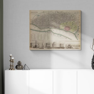 Vintage Map Calcutta Kolkata India 1842 History Fort William Street Map ...