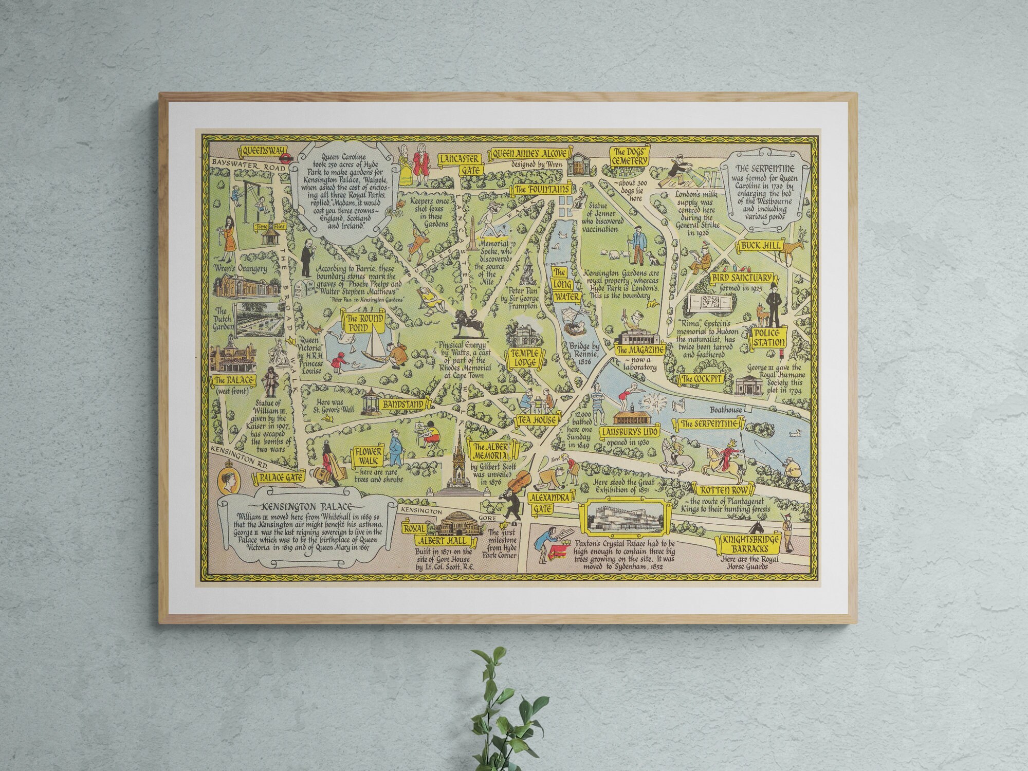 Kensington Gardens and Hyde Park London Vintage Map 1948 Old Map ...