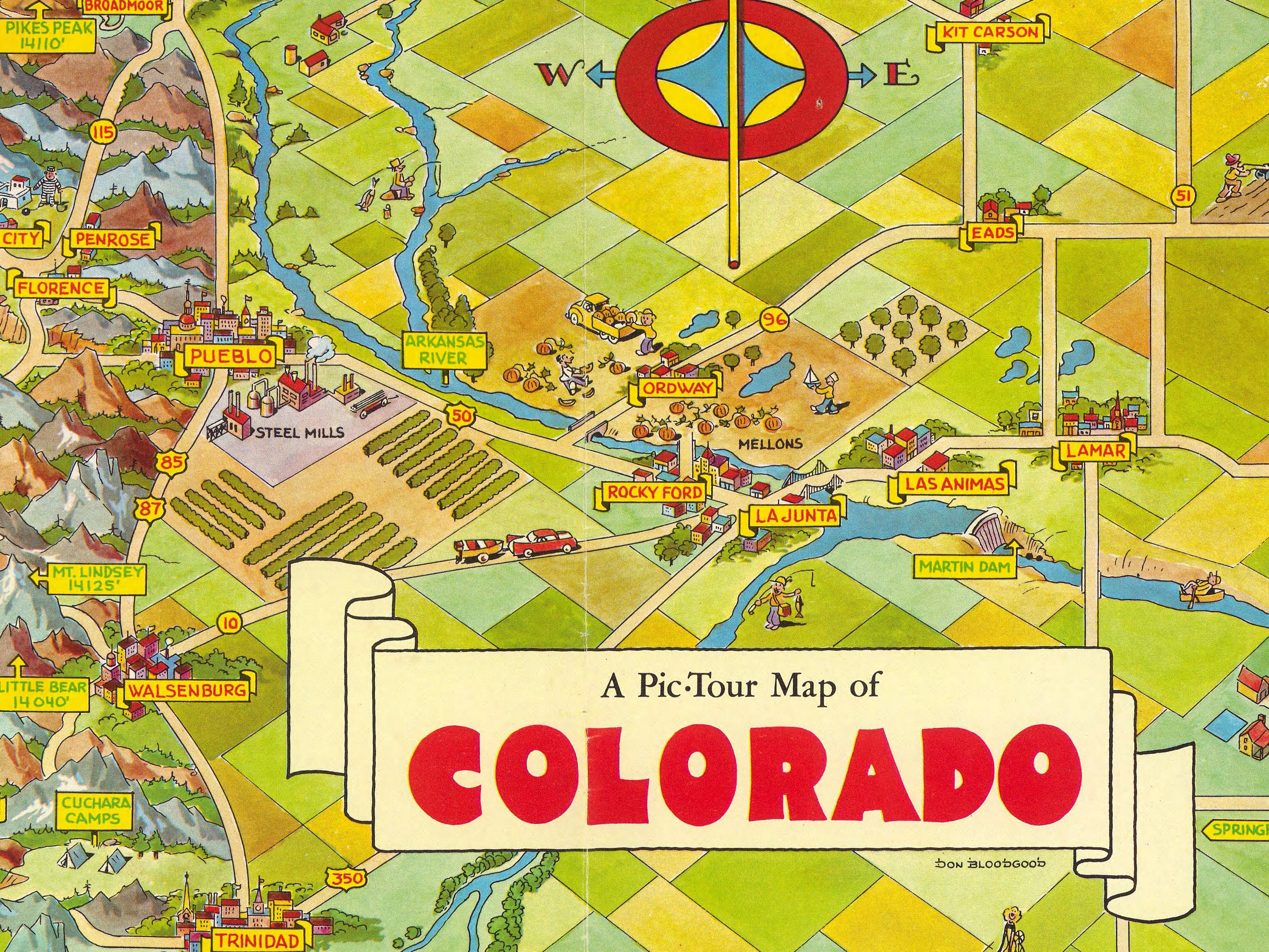 Vintage 1955 Colorado Map Poster: Pictorial Americana Wall Art - Etsy