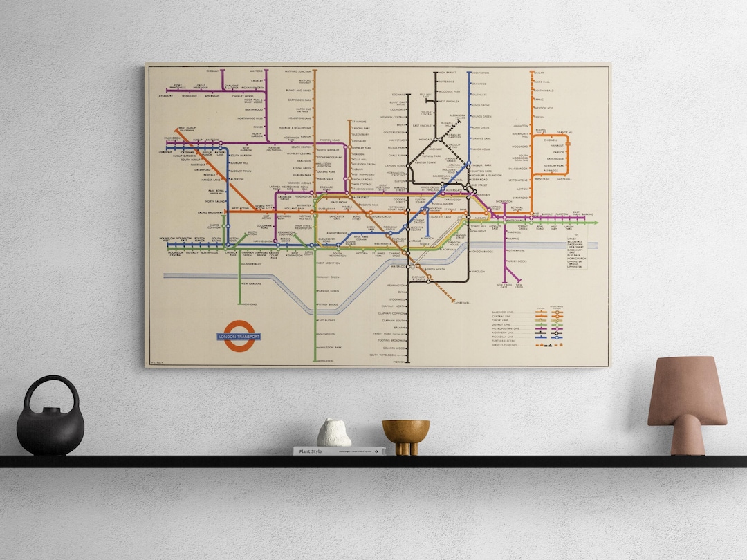 Retro London Tube Map 1950 Underground Pocket Map Old Subway Map ...