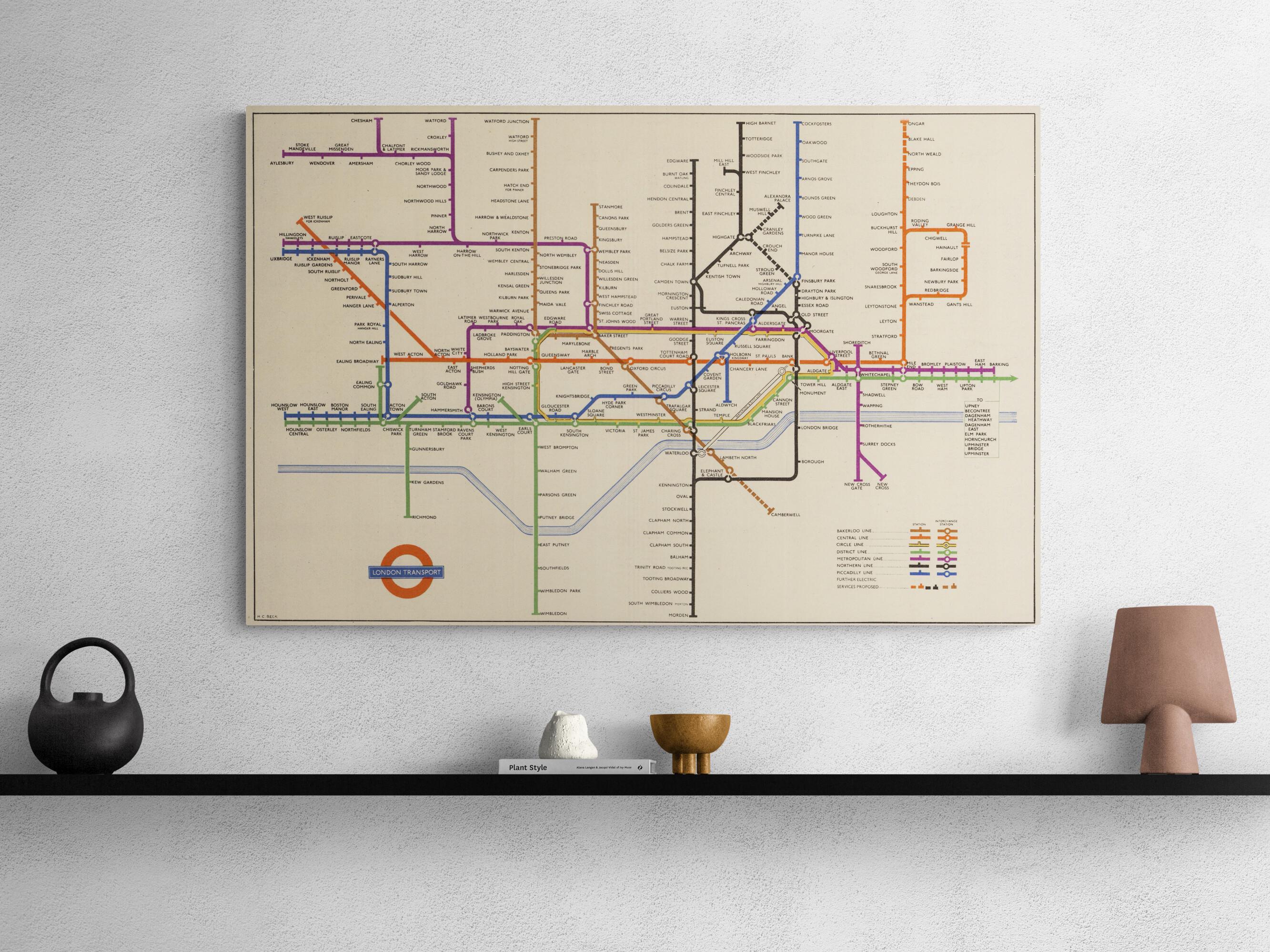 Retro London Tube Map 1950 Underground Pocket Map Old Subway Map ...