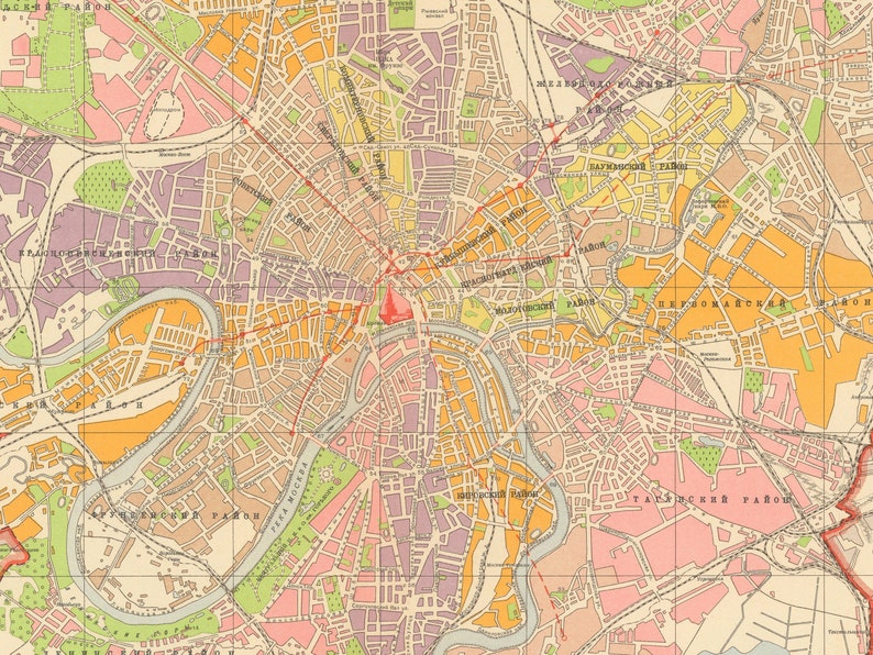 Vintage Moscow Map Print 1939, WW2 Soviet History Poster - Etsy