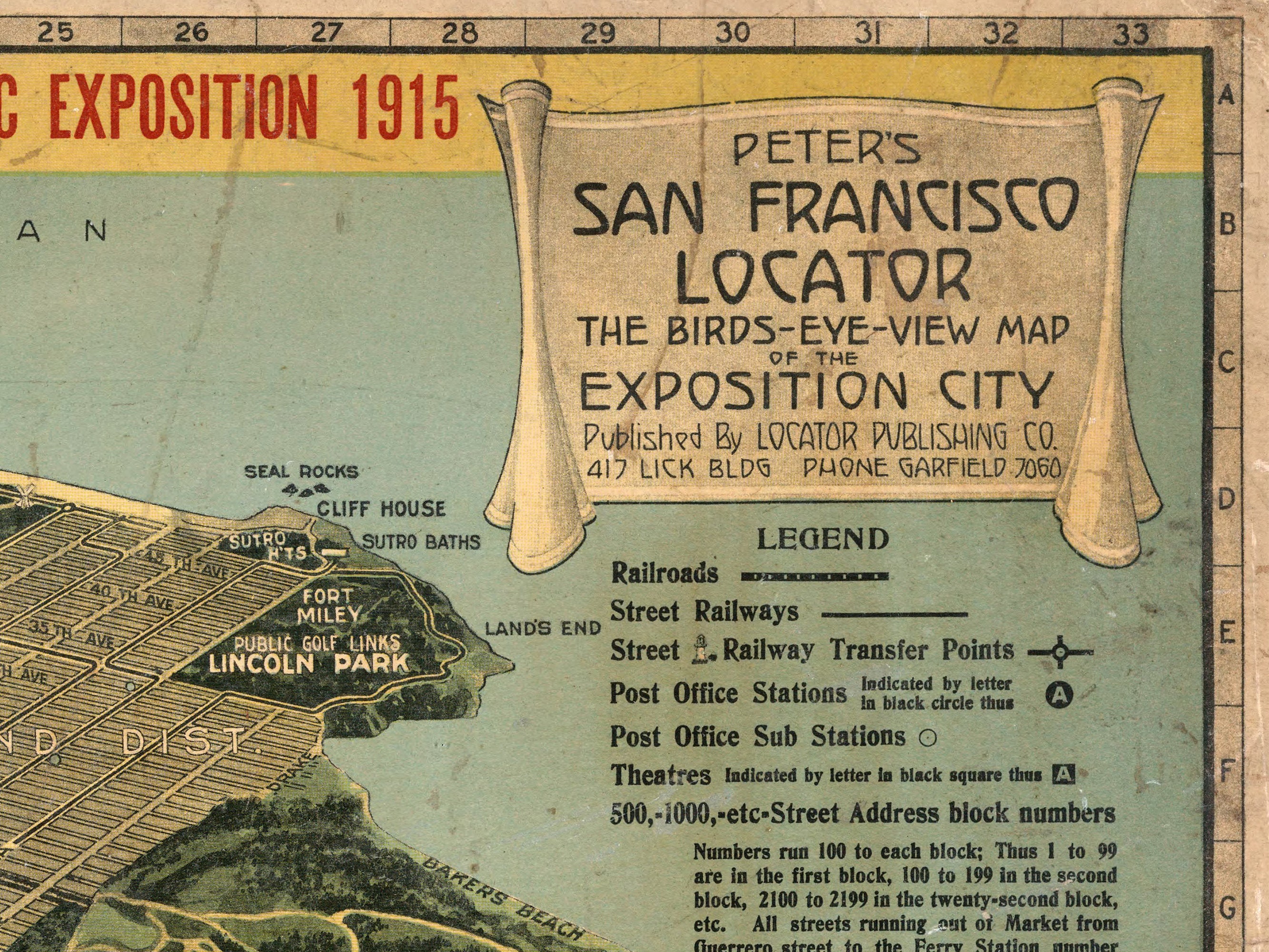 Vintage San Francisco Map 1915 Birds Eye View Old Exposition Map ...