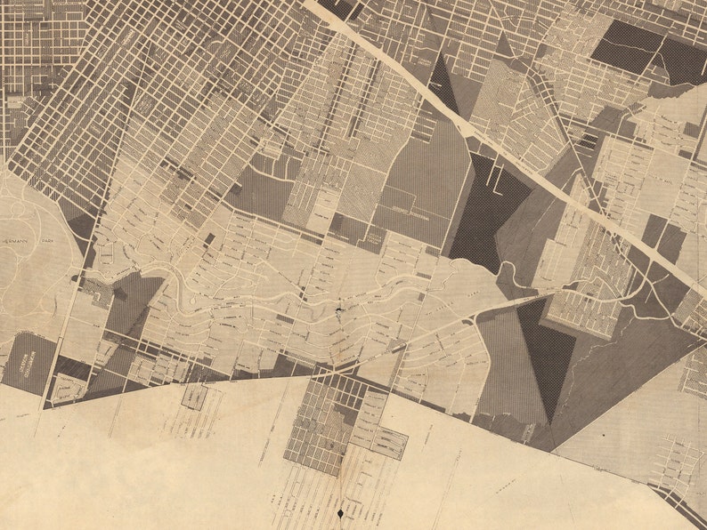 Vintage Framed Zoning District Map Houston 1947 Texas Planning History ...