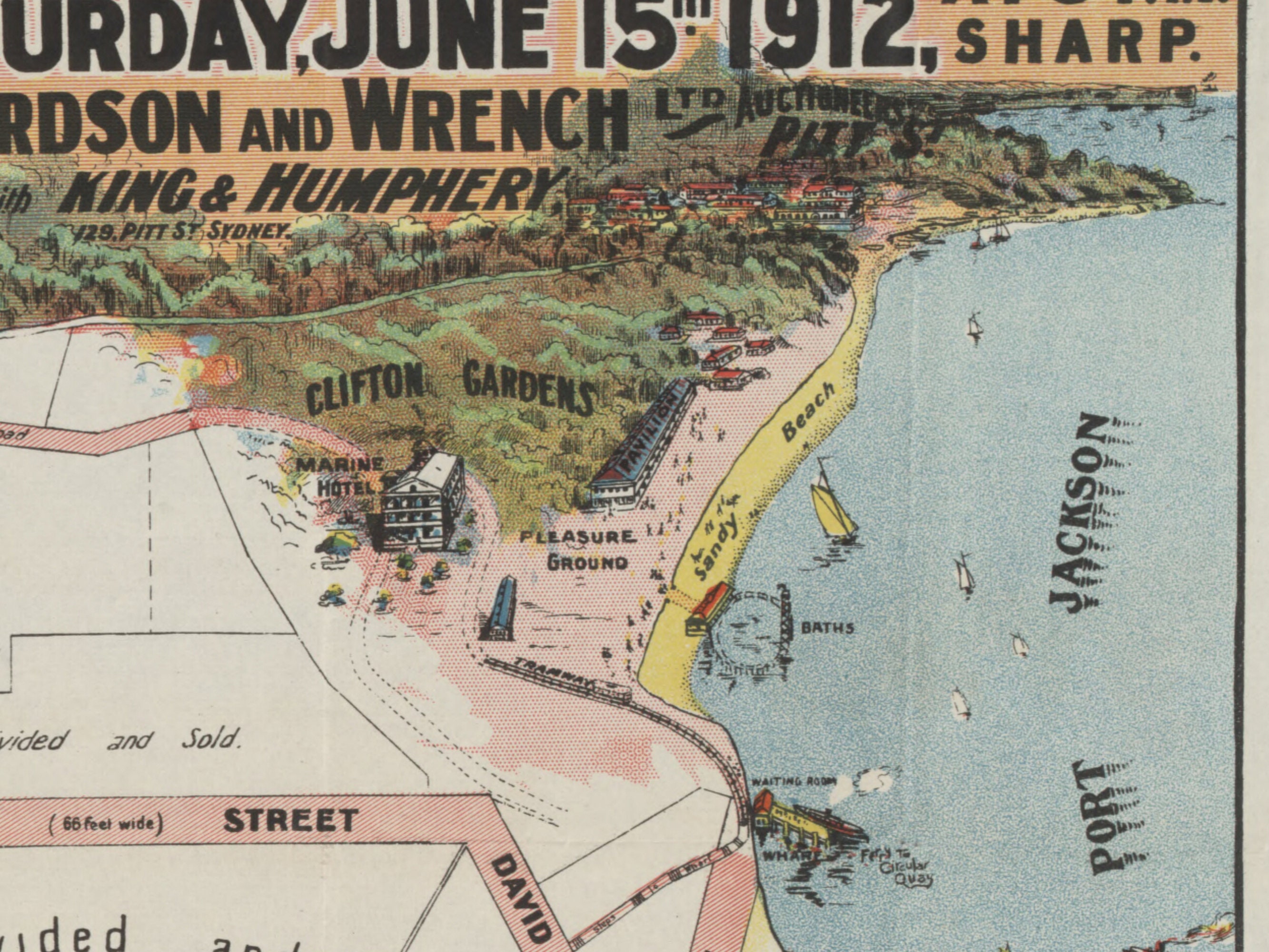 Vintage Map Mosman Sydney 1912 Estate Map 1912 Clifton Gardens Taylors ...