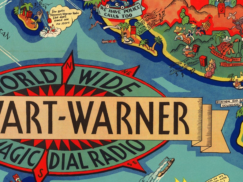 Vintage Map World Wide Magic Dial Radio 1932 Old Short Wave Radio Map ...