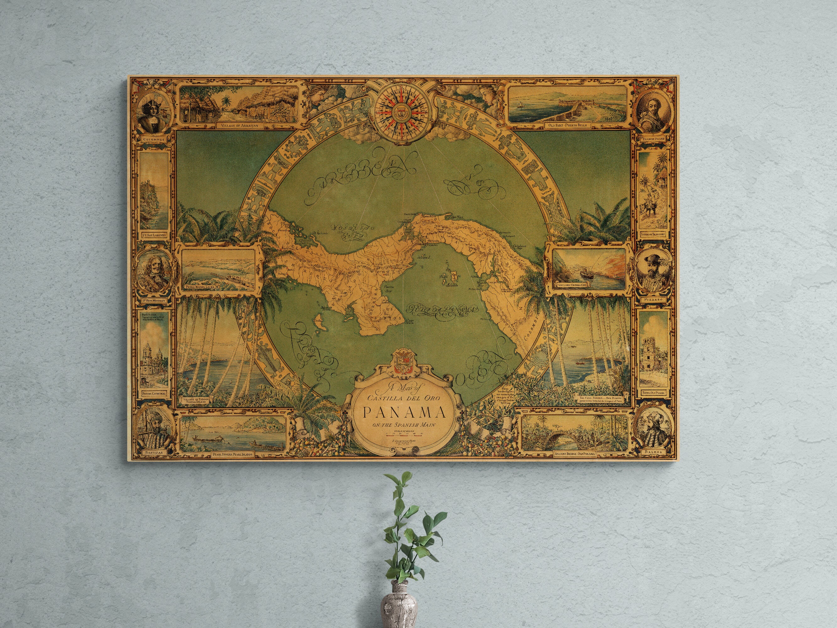 Map Castilla Del Oro Panama on the Spanish Main 1930 Old Illustrated ...