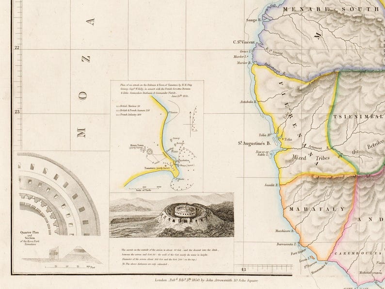 Vintage Madagascar Map Poster 1850: Antique Atlas Print - Etsy