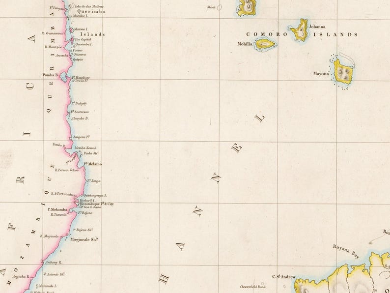 Vintage Madagascar Map Poster 1850: Antique Atlas Print - Etsy