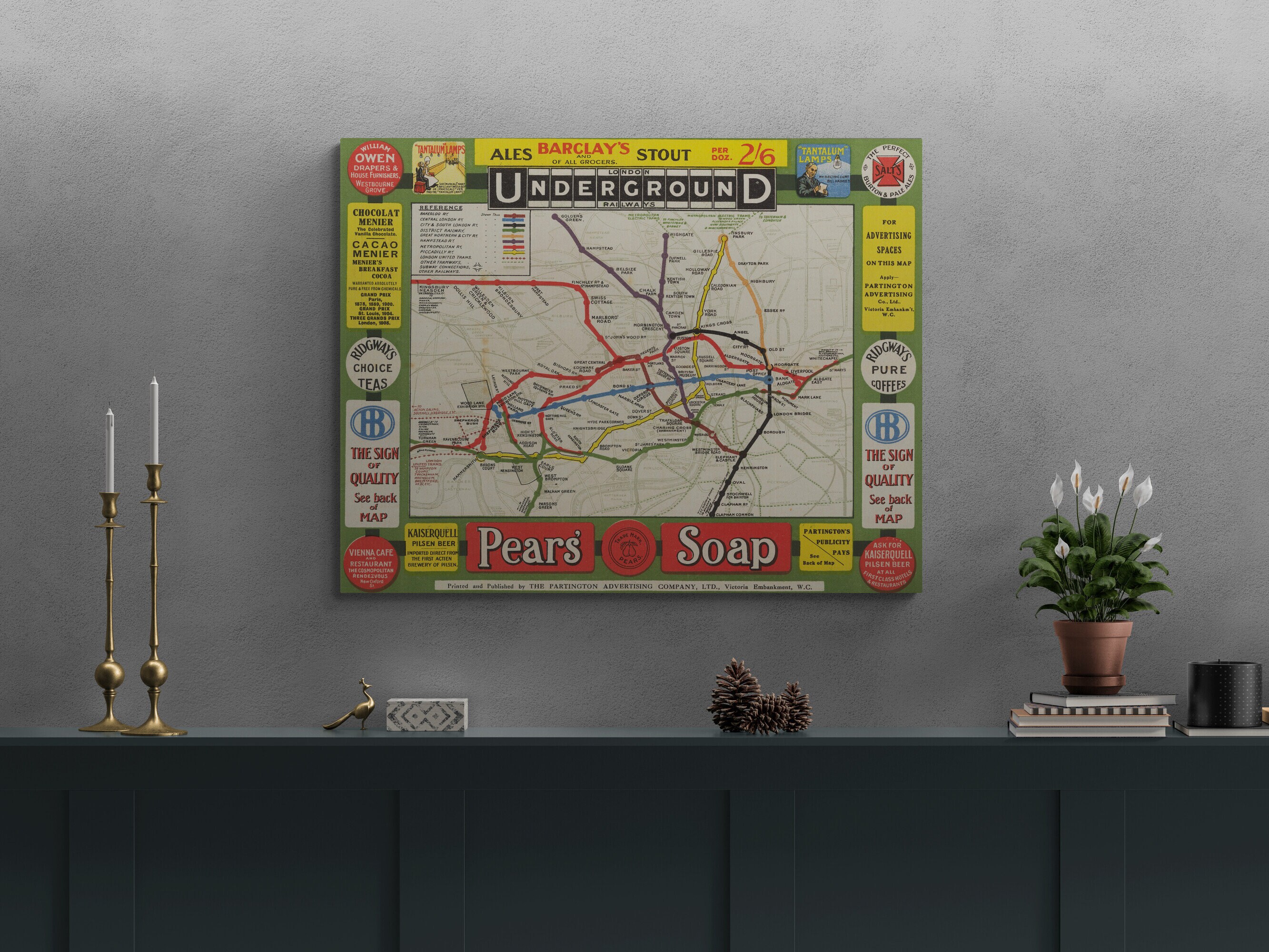 1908 London Underground Map Print: Vintage Tube Railway Poster - Etsy ...