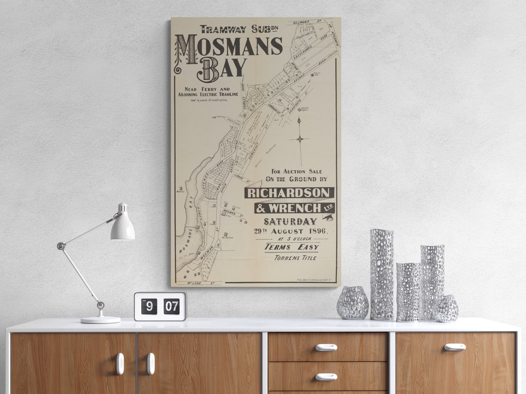 Mosman Bay Tramway Subdivision Vintage Estate Map 1896 Avenue Road ...