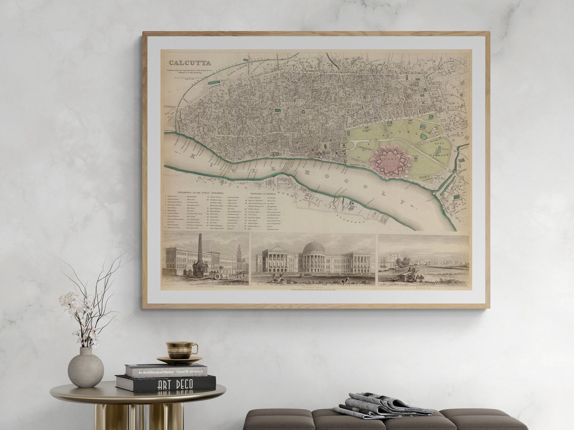 Vintage Map Calcutta Kolkata India 1842 History Fort William - Etsy ...