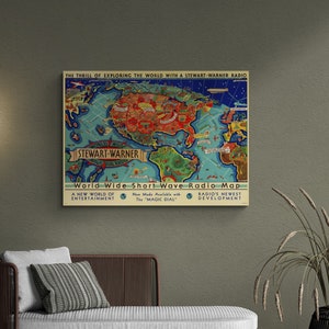 Vintage Map World Wide Magic Dial Radio 1932 Old Short Wave Radio Map ...